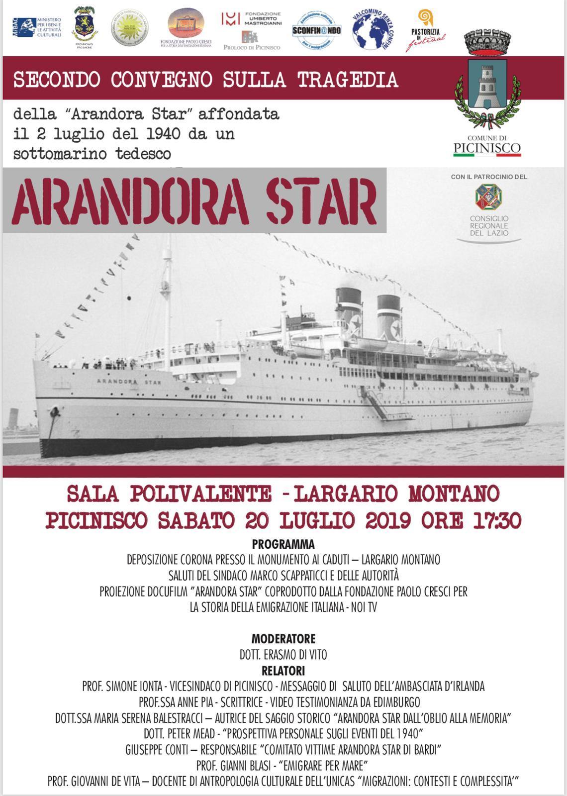 A Picinisco secondo convegno sulle vicende dell’Arandora Star | MigrEr